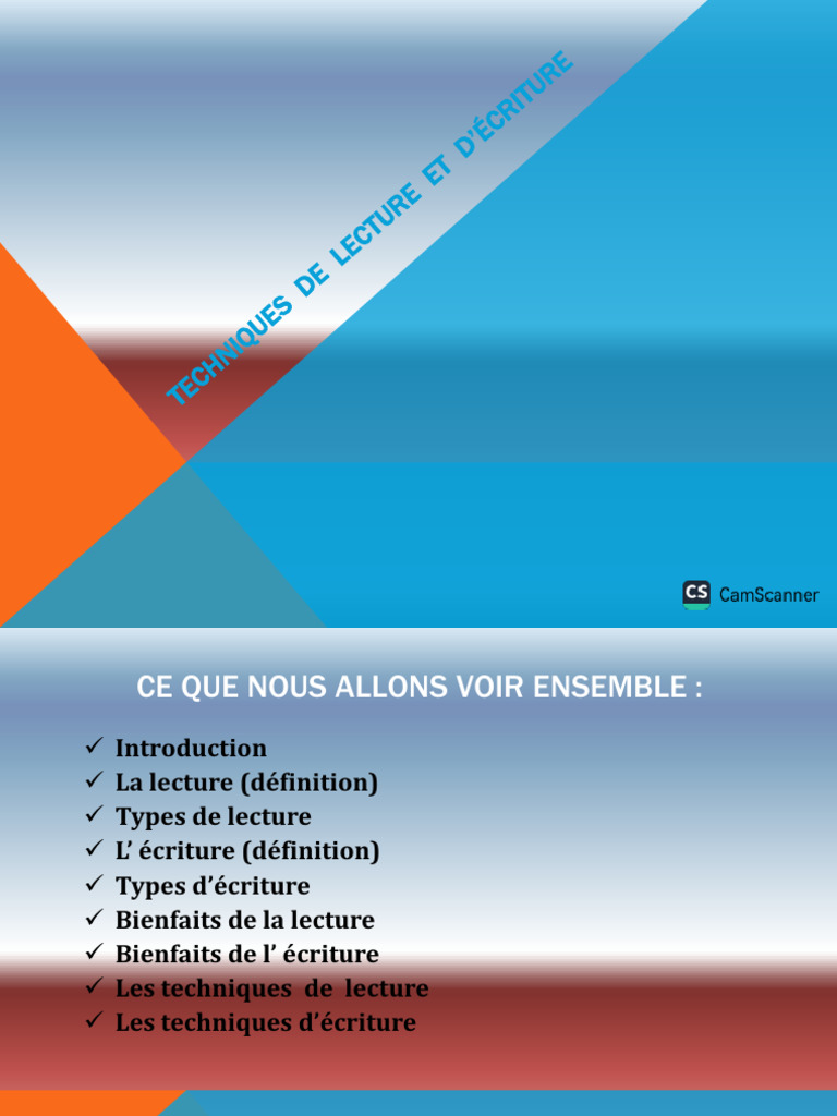Techniques de Lecture et d'Écriture | PDF