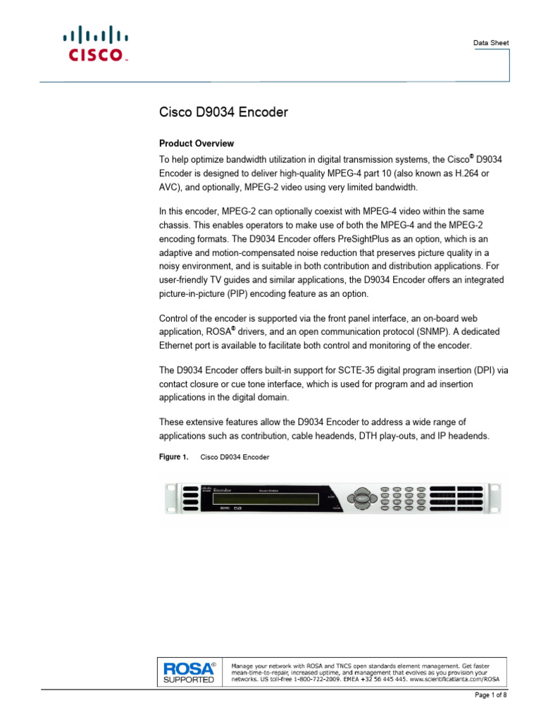 Cisco D9034 | PDF | Data Compression | Video