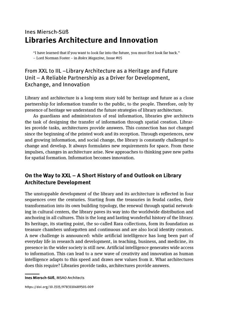 Libraries Architecture and Inovation | PDF | Innovation | Libraries