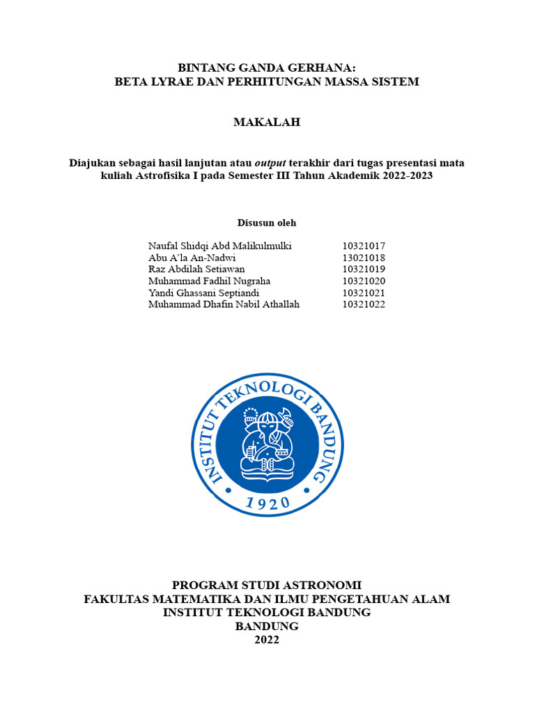 Analisis Sistem Bintang Ganda Beta Lyrae | PDF | Ilmu Sosial | Sains ...
