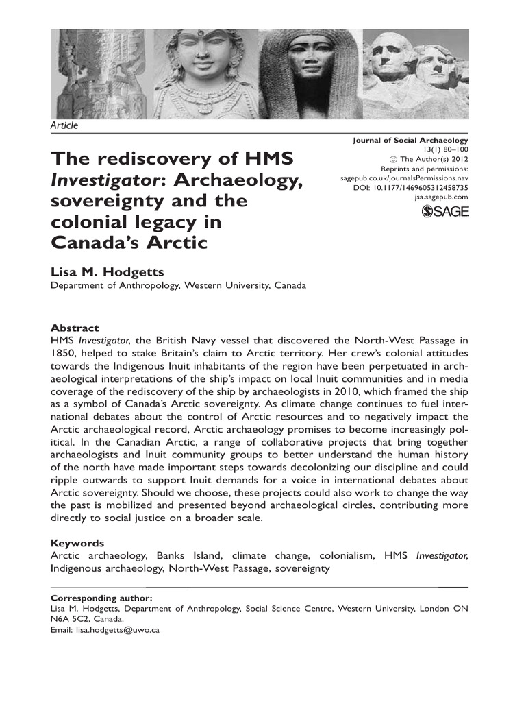 2012 - Hodgetts - The Rediscovery of HMS Investigator - JSA | PDF ...
