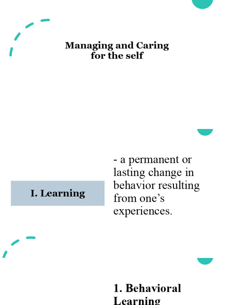 LECTURE 8 Managing and Caring for the Self.pptx | PDF | Goal | Learning