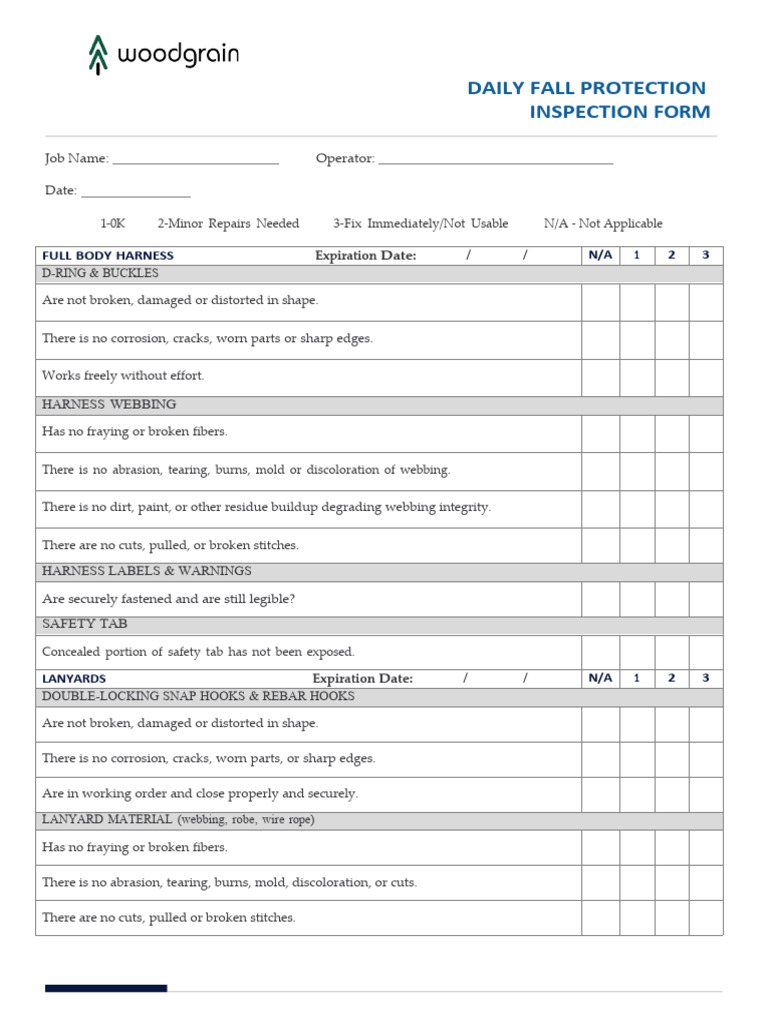 Helpside Fall Protection Inspection Form | PDF
