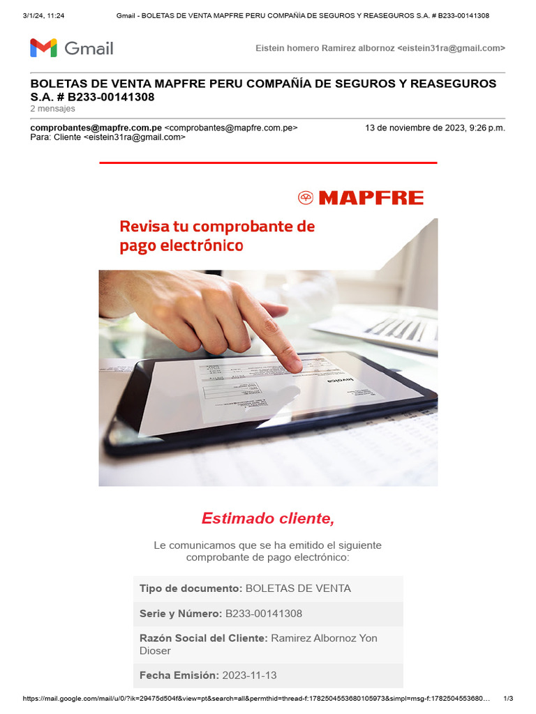 bOLETAS DE VENTA automatica de mapfre MAPFRE PERU | PDF