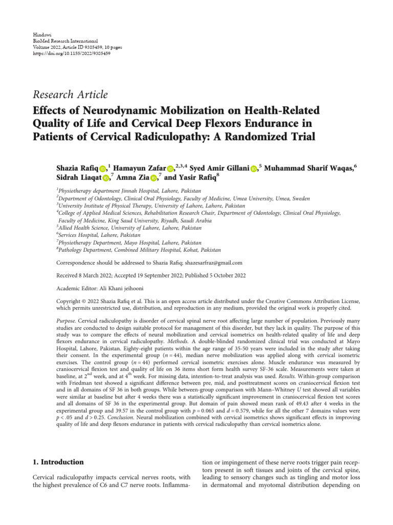 Neurodynamic Cervical Radiculopathy | PDF