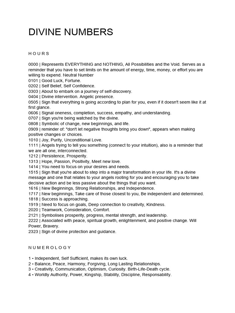 Divine Numbers | PDF | Spirituality | Enlightenment (Spiritual)