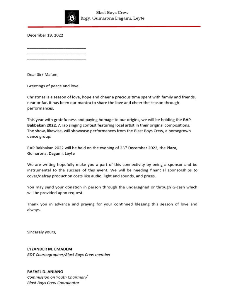 RAP Bakbakan 2022 Sponsorship Appeal | PDF