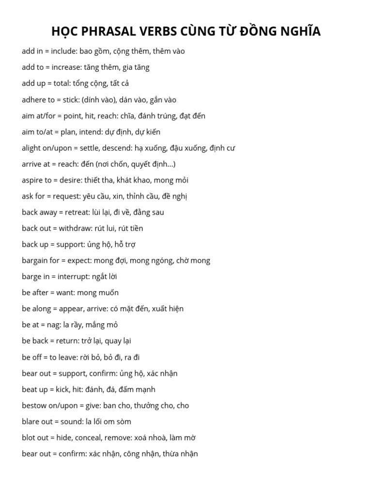 Phrasal Verbs Synonyms | PDF