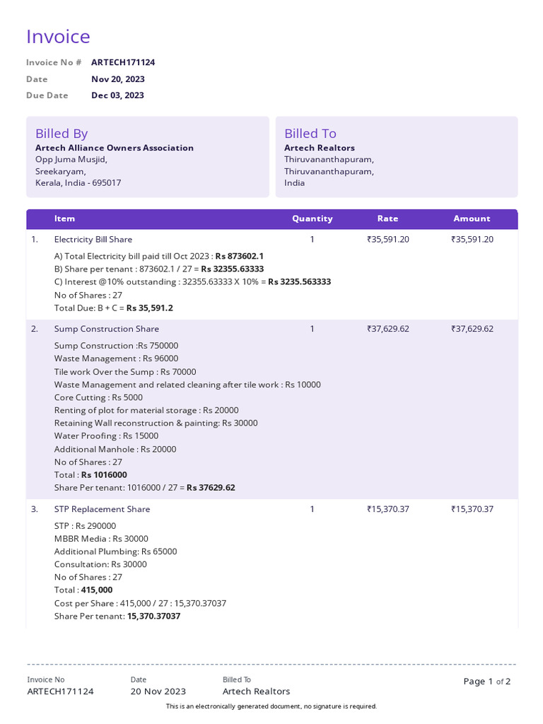 Artech Invoice 2023 | PDF