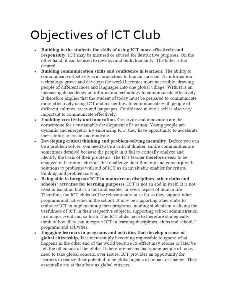 ICT Club | PDF | Educational Technology | Creativity
