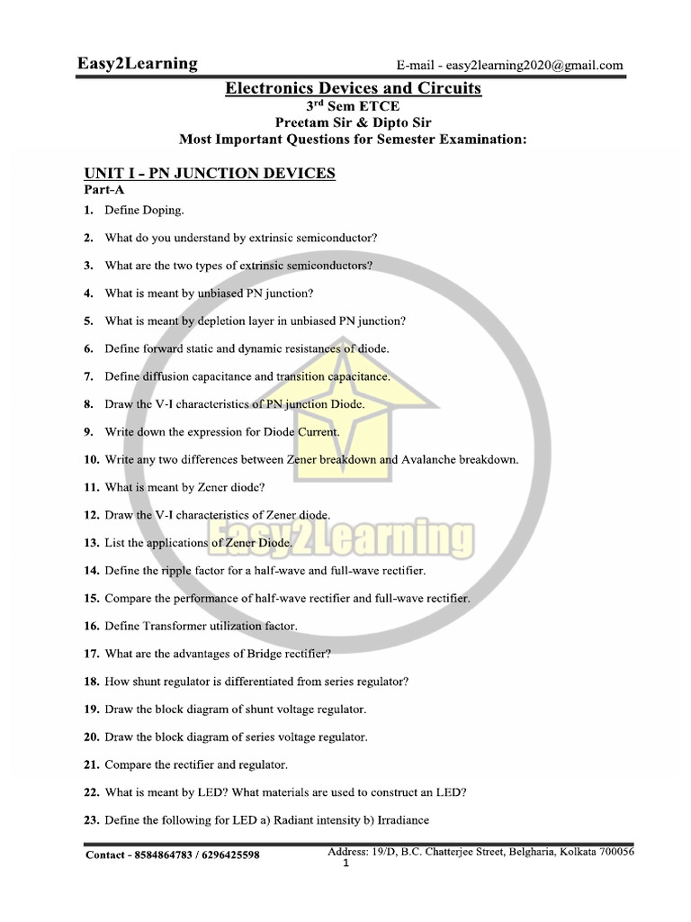 Electronics Devices & Ckts Preetam Sir & Dipto Sir 1 | PDF