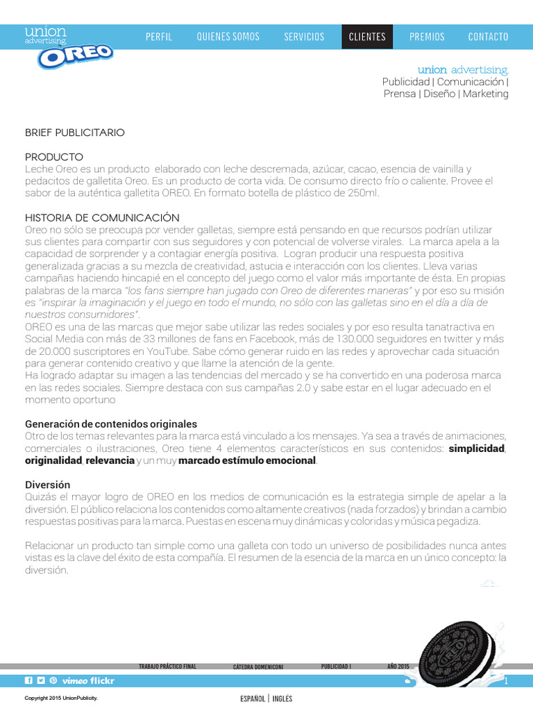 Oreo Brief | PDF | Leche | Marca
