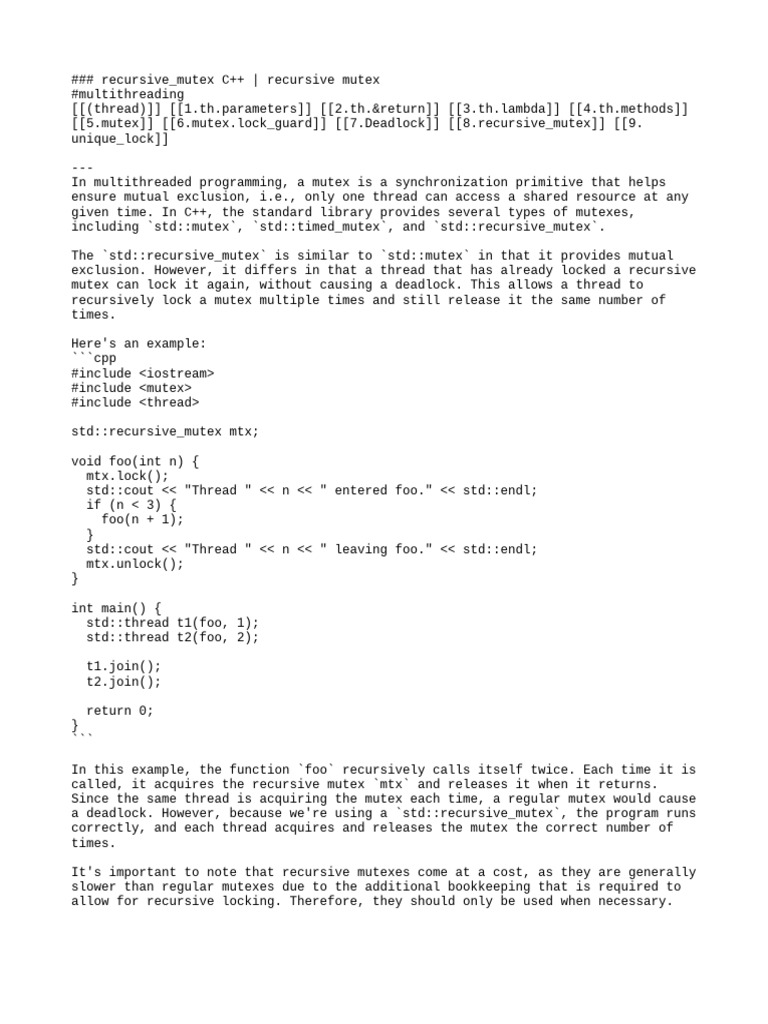 8.recursive Mutex | PDF | Thread (Computing) | Systems Engineering