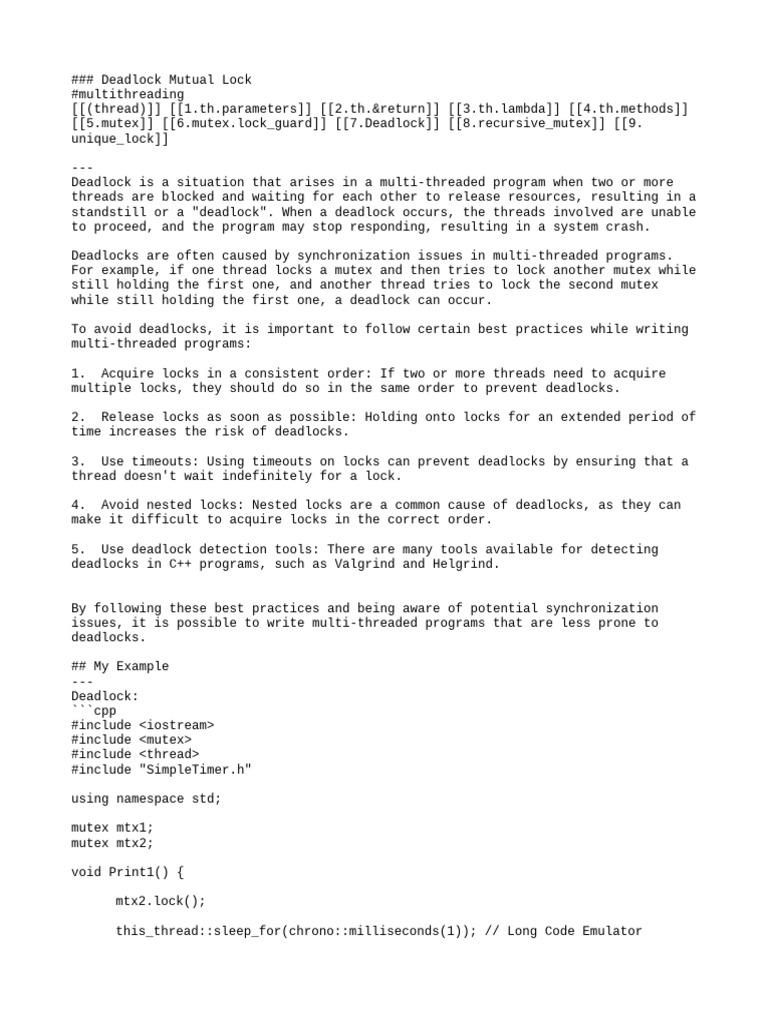 7 Deadlock | PDF | Thread (Computing) | Operating System Technology