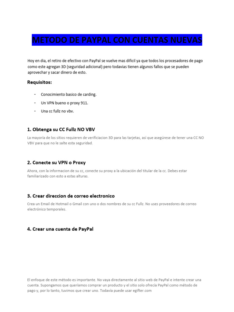 Metodo de Paypal Con Cuentas Nuevas | PDF