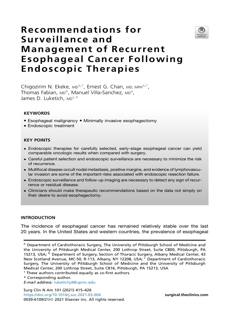 2021 Recomendations For Srveillance And Manangemnt Of Recurrent