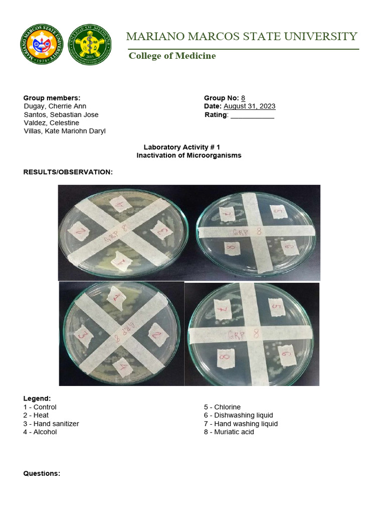 Laboratory Activity # 1 MICROBIOLOGY | Download Free PDF | Sterilization (Microbiology ...
