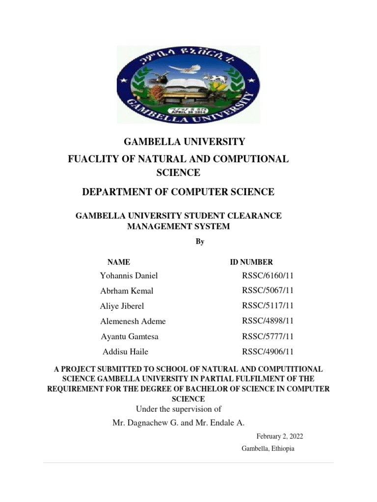 Gambella Uiversity Student Clearance Management System | PDF | Feasibility Study | System