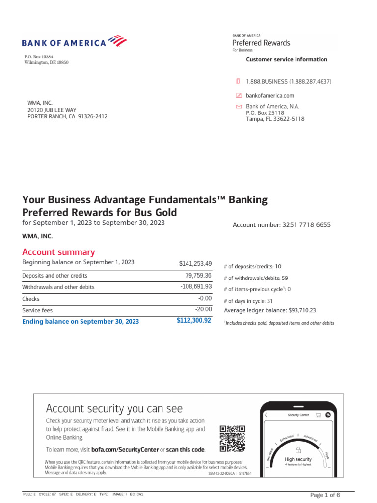 Bank of America Statement 09302023 | PDF
