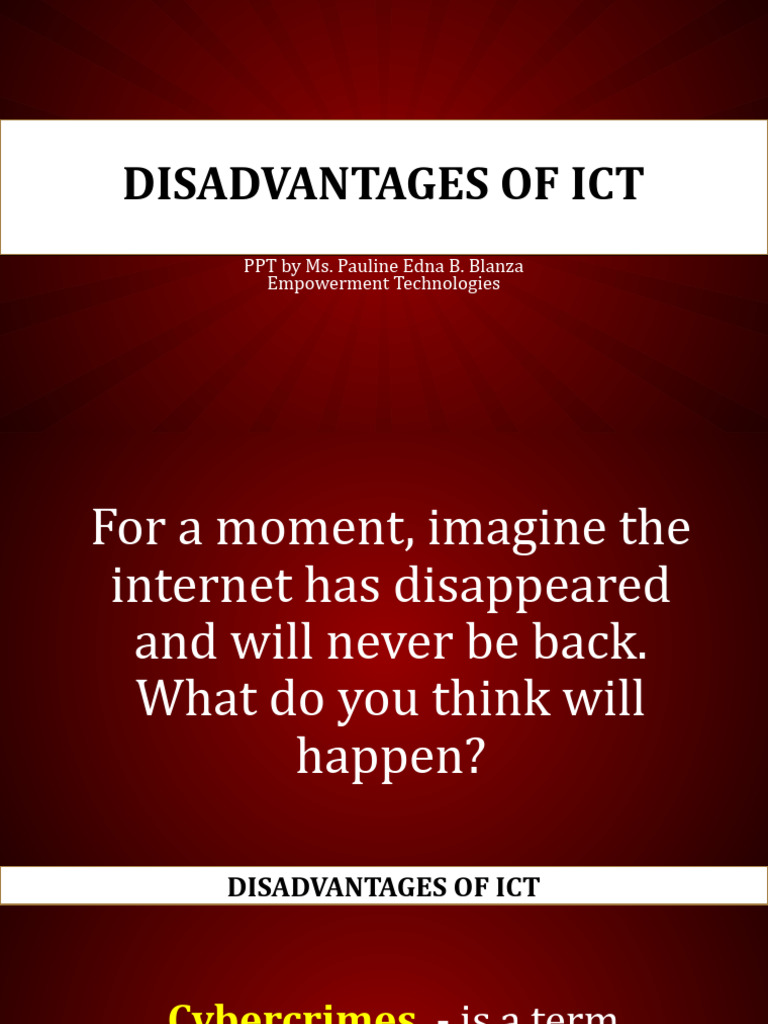 LESSON 15 Disadvantages of ICT | PDF | Social Science | Computers