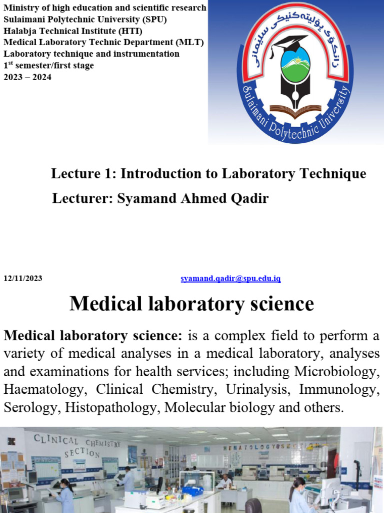 Lec. 1 Introduction To Laboratory Technique | PDF