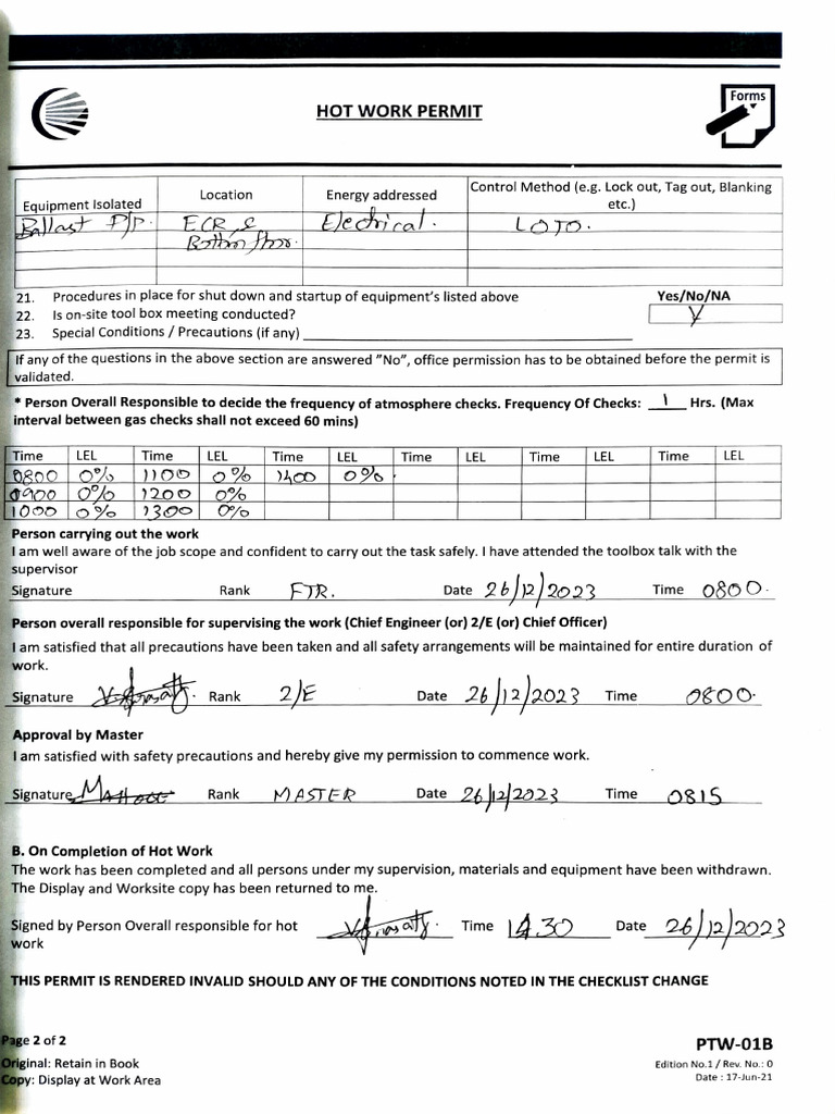 Hot Work Permit | PDF