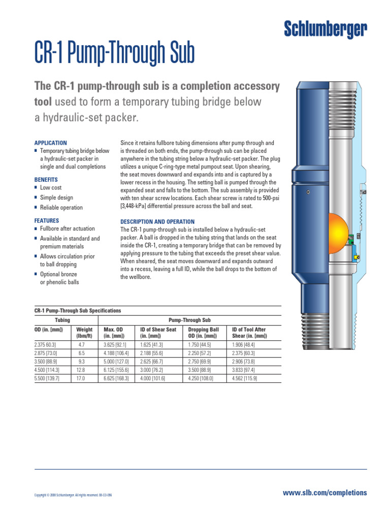 CR 1 Pump Through Sub | PDF | Pipe (Fluid Conveyance) | Pump