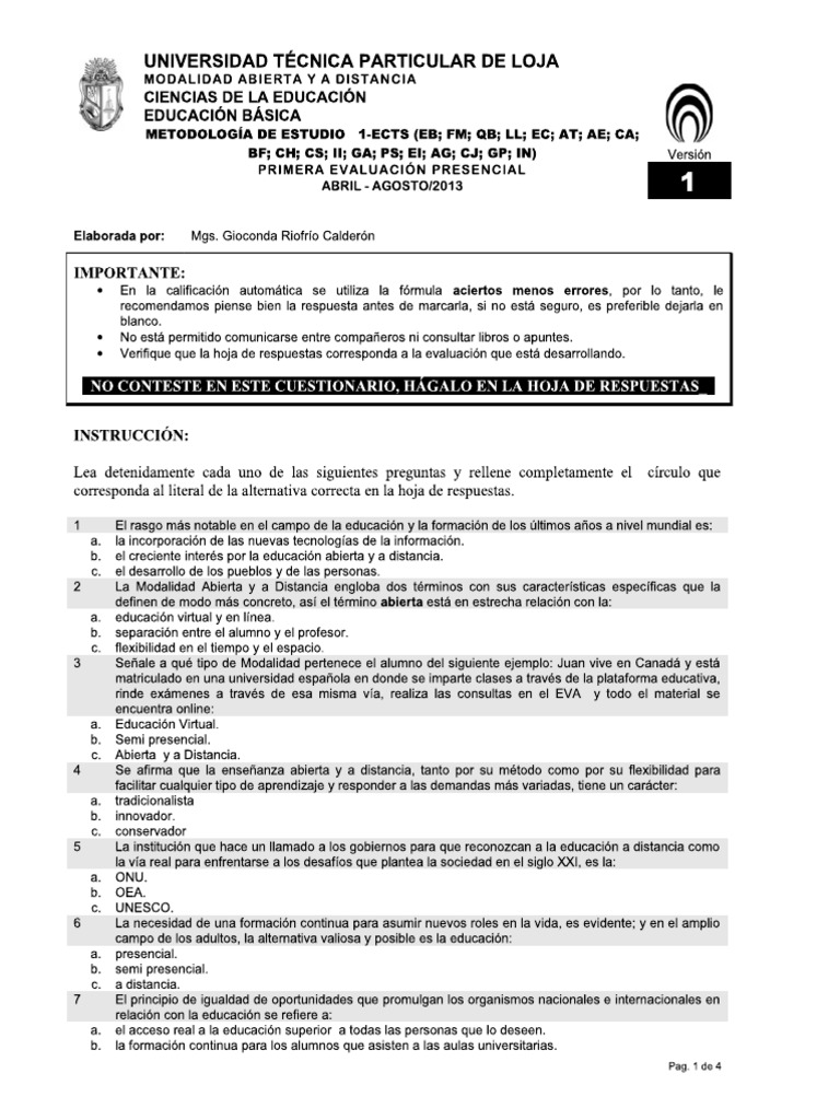 Cuadernillo Metodologia de Estudio UTPL | PDF