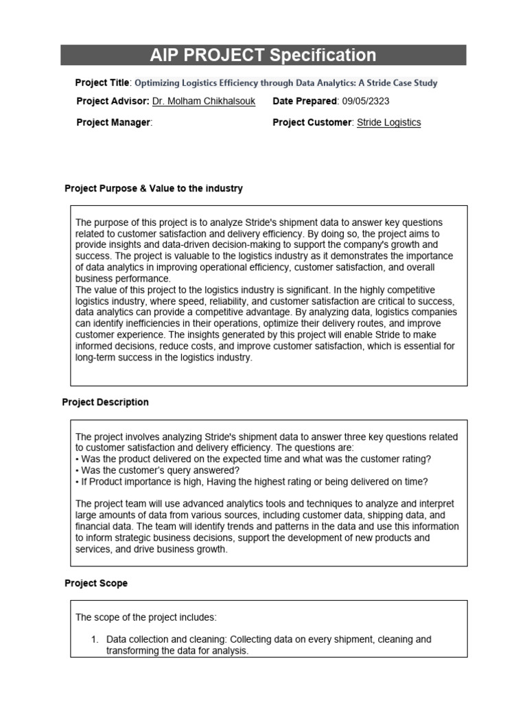 AIP Project Specification | PDF | Data Analysis | Analytics