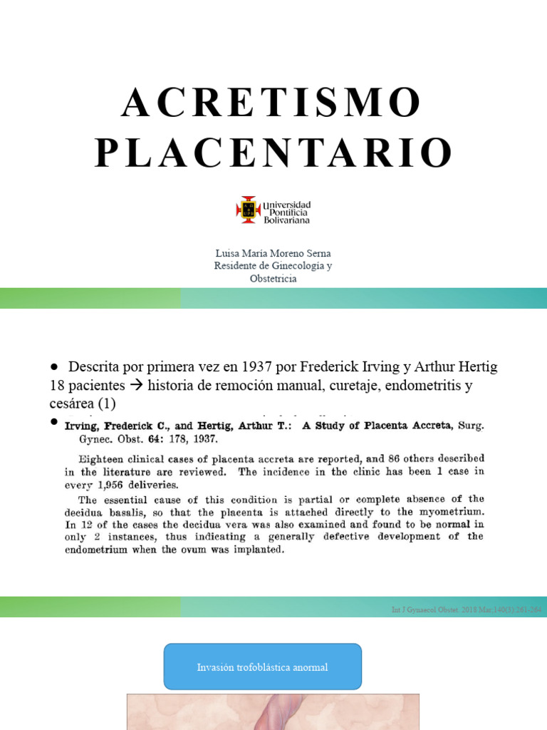 Acretismo Placentario | Descargar gratis PDF | Parto | Especialidades ...