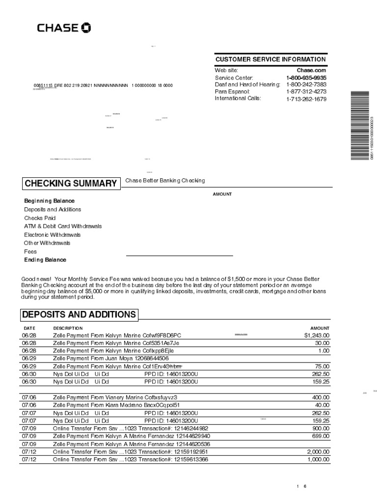 Estatement Chase July | PDF | Transaction Account | Deposit Account