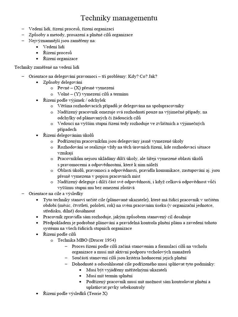 Techniky Managementu | PDF