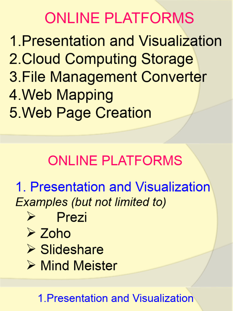 Online Platforms for Presentations & Storage | PDF | Websites | Online ...