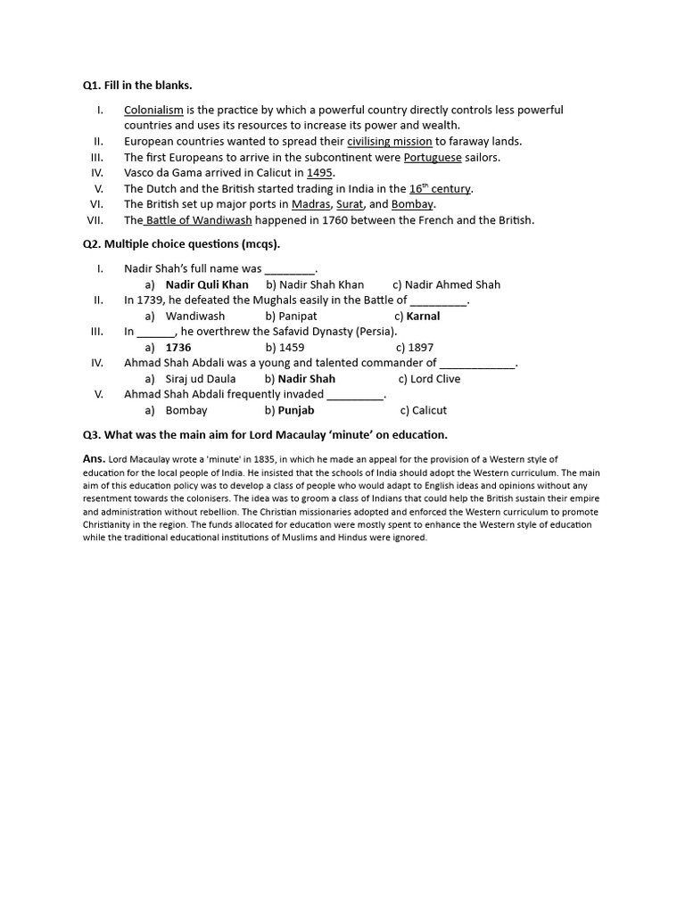 History Worksheet | PDF