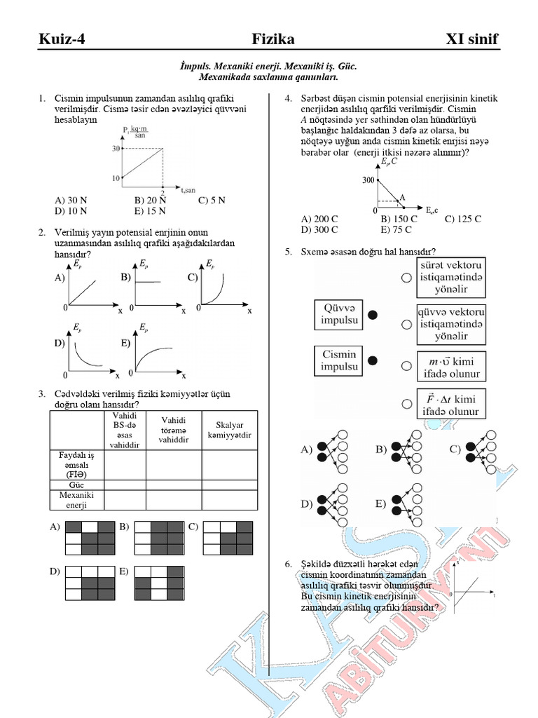Kuiz - 4 - AZE - Fizika - 11 Sinif | PDF