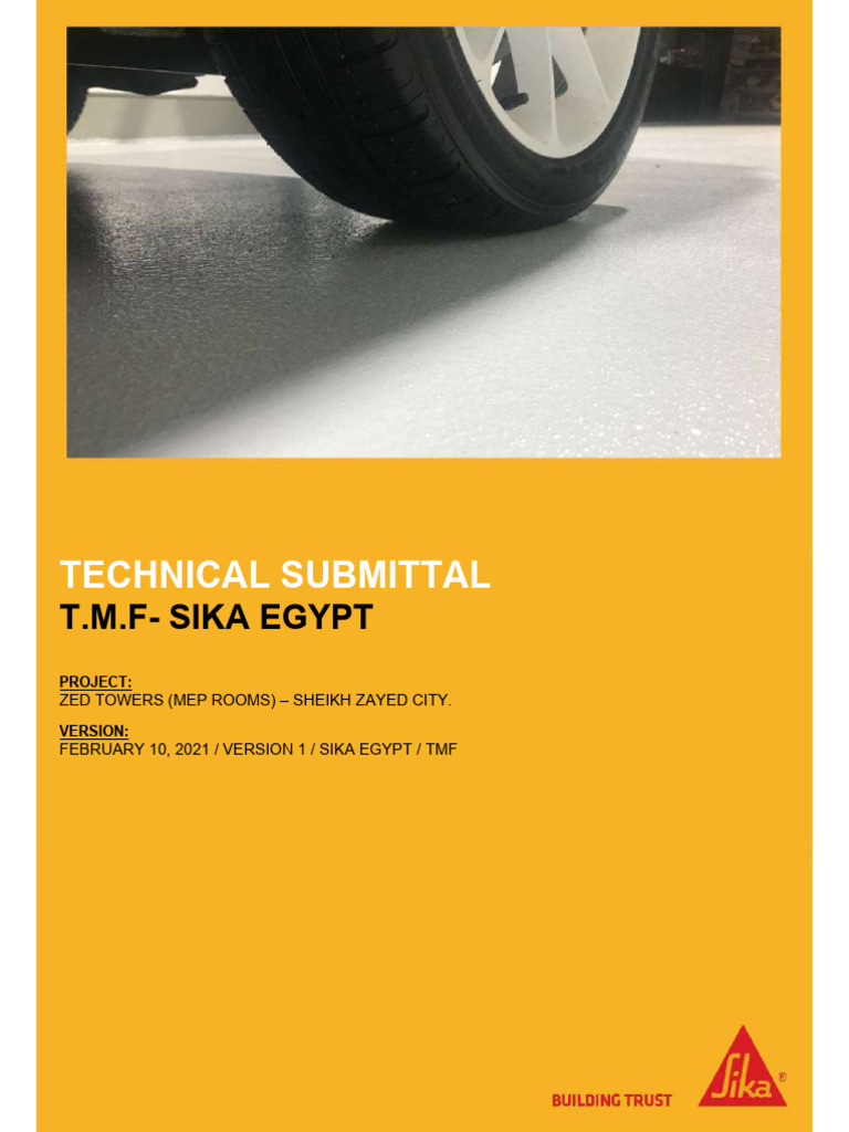 Zed Towers (MEP Rooms) Technical Submittal - Sika Egypt TMF | PDF