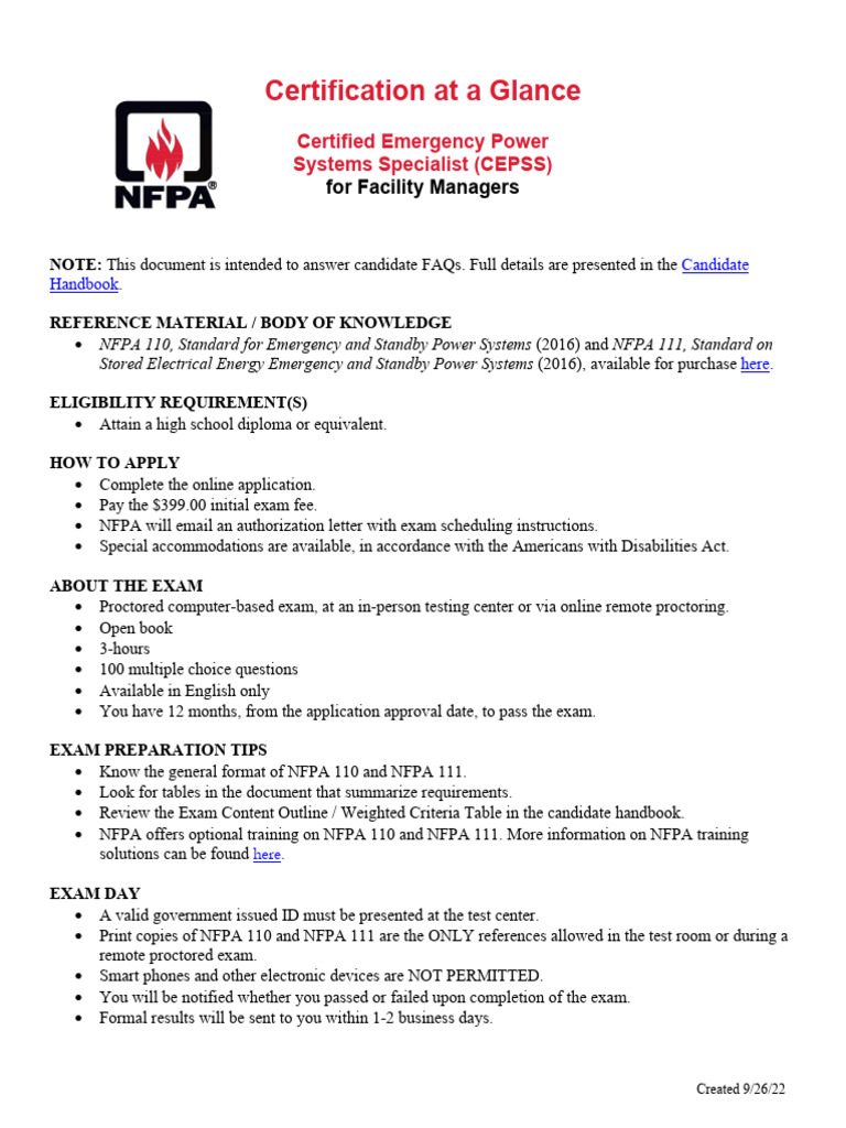 Httpswww.nfpa.Org~MediaFilesTrainingcertificationCEPSSCEPSSAtAGlance.ashx | PDF