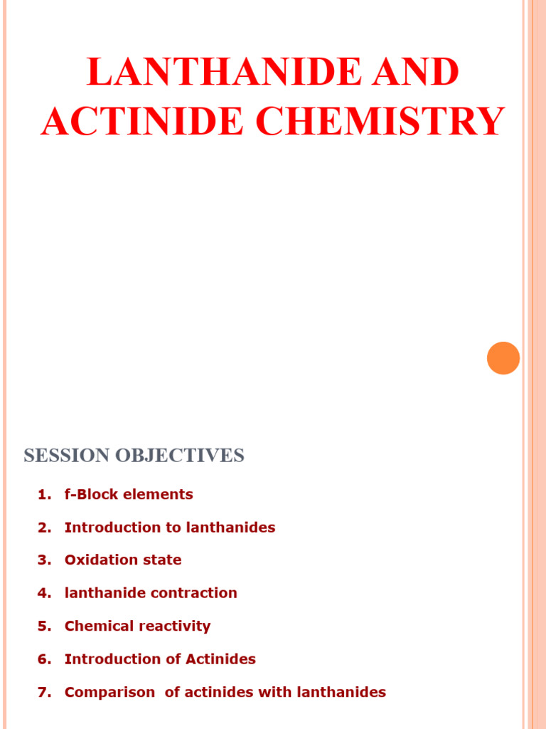 Lanthanide and Actinide Chemistry | PDF