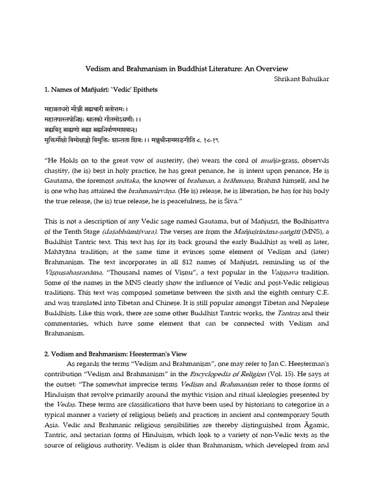 Vedism and Brahmanism Lecture | PDF