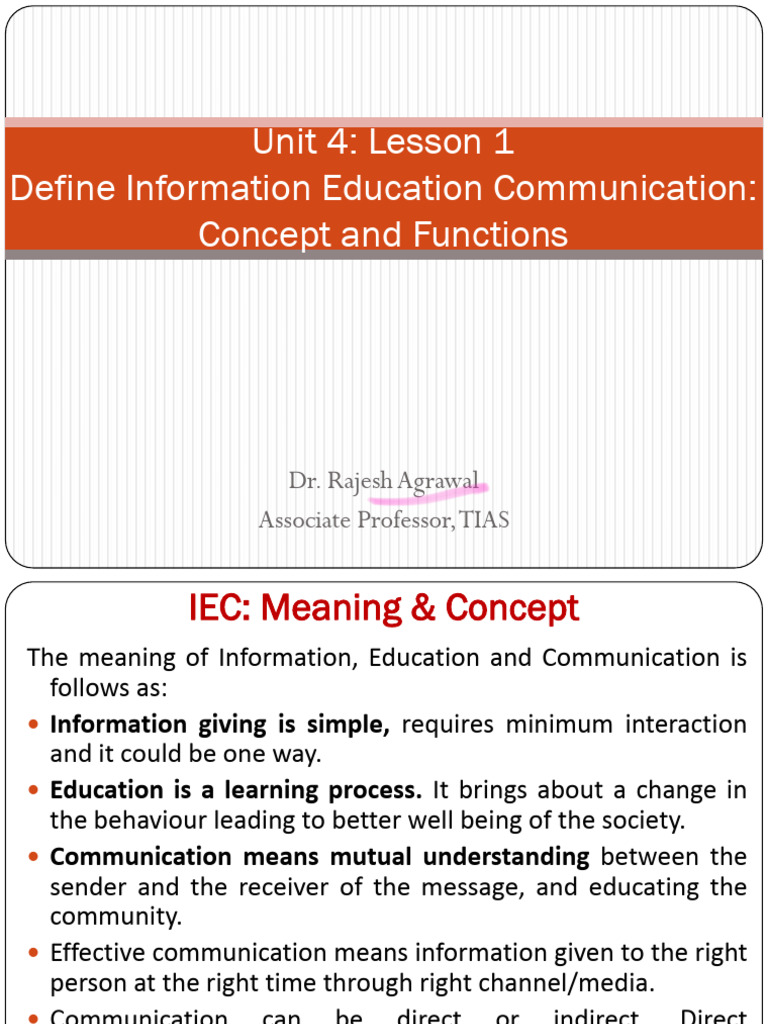 HC-Unit 4-1-IEC Concept and Functions | PDF | Mass Media | Communication