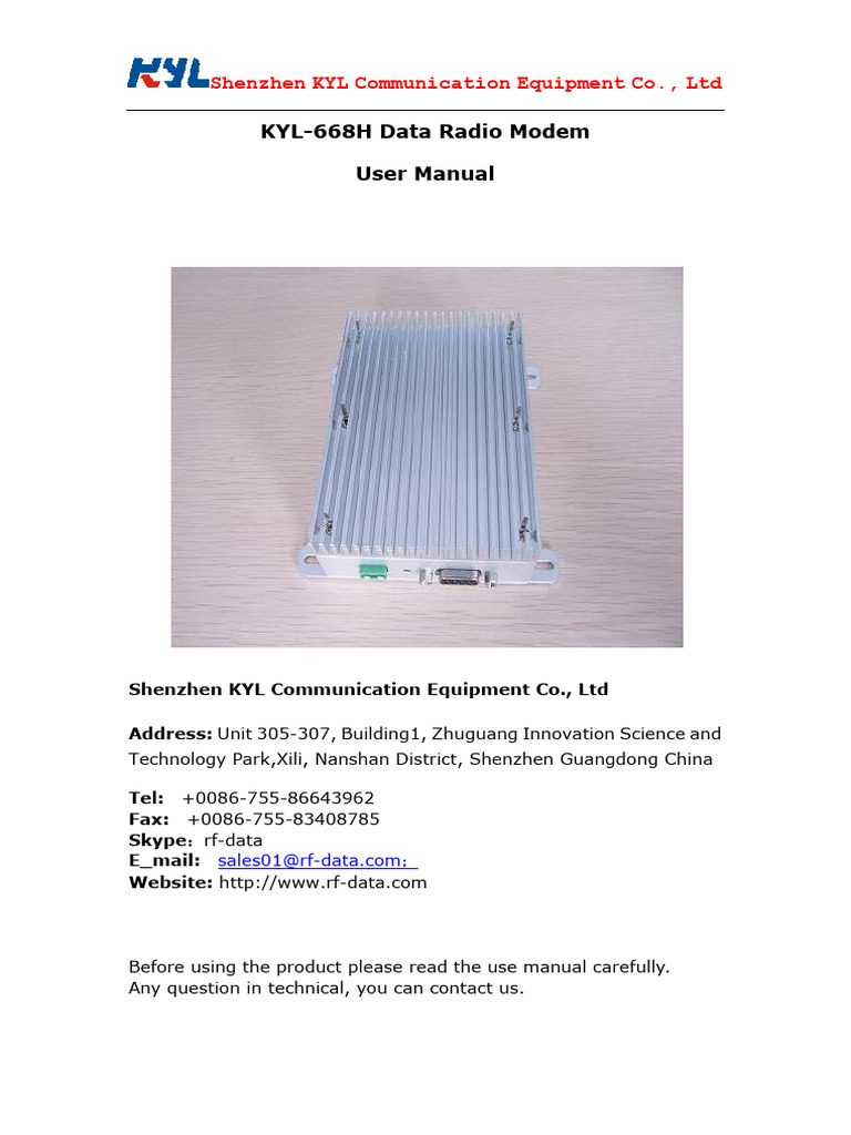 KYL-668H User Manual | PDF | Bit Rate | Modulation