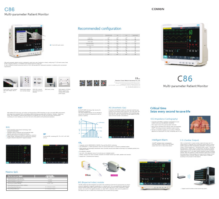 Patient Monitor EN C86 V1.7 | PDF | Hemodynamics | Clinical Medicine