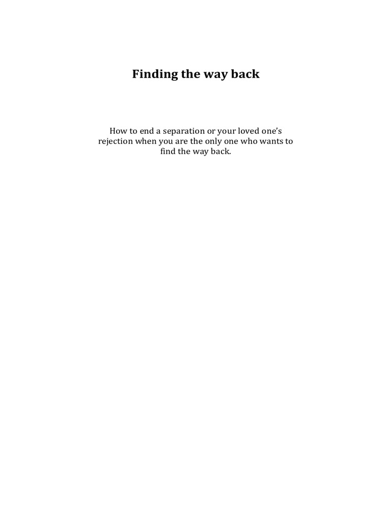 Finding The Way Back | PDF
