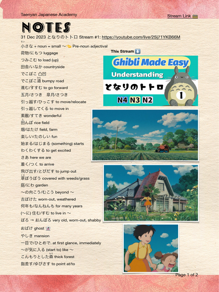 31 Dec 2023 Streaming Notes - Totoro 1 | PDF