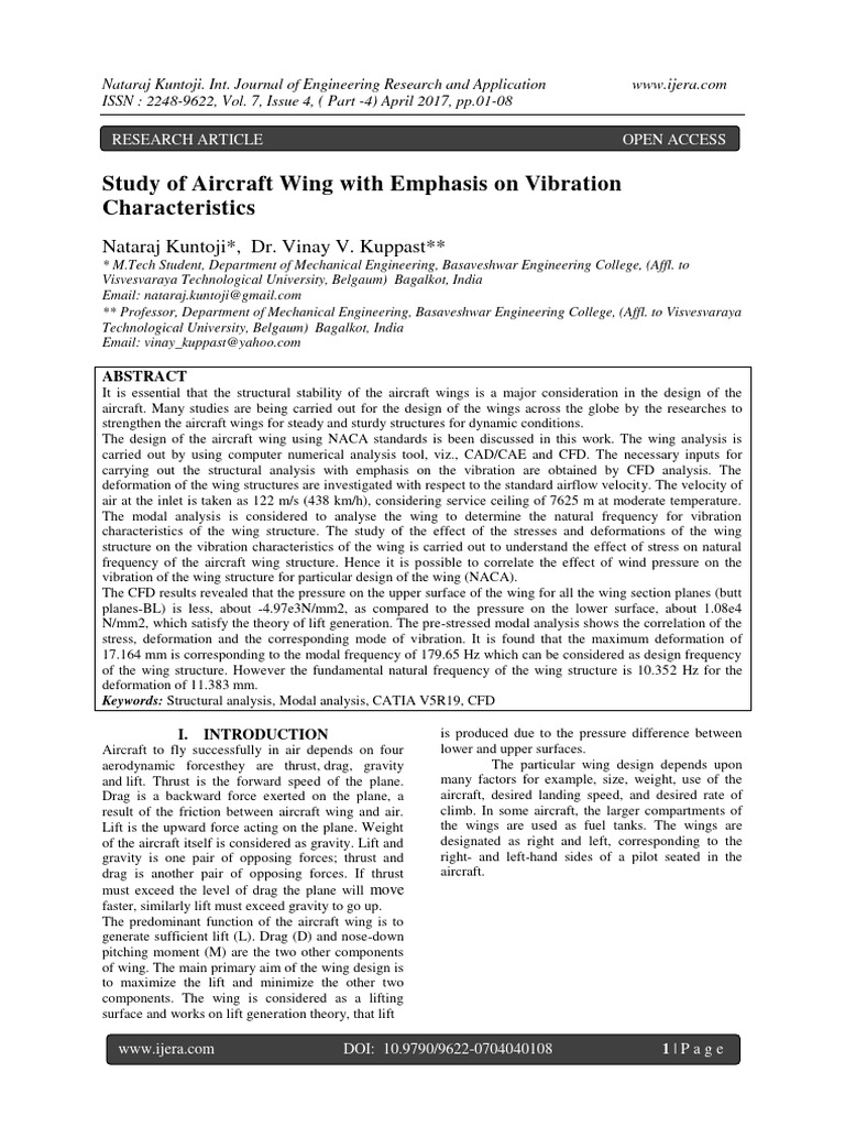 Study of Aircraft Wing With Emphasis On | PDF | Technology & Engineering