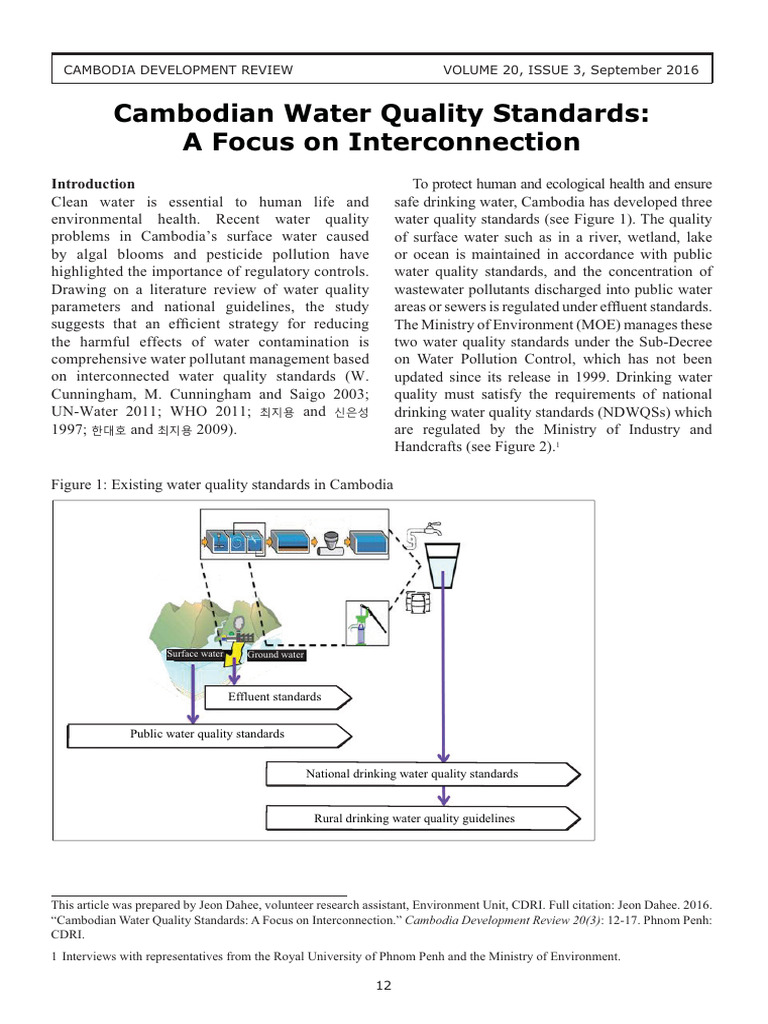 Cambodian Water Quality Standards: A Focus On Interconnection ...
