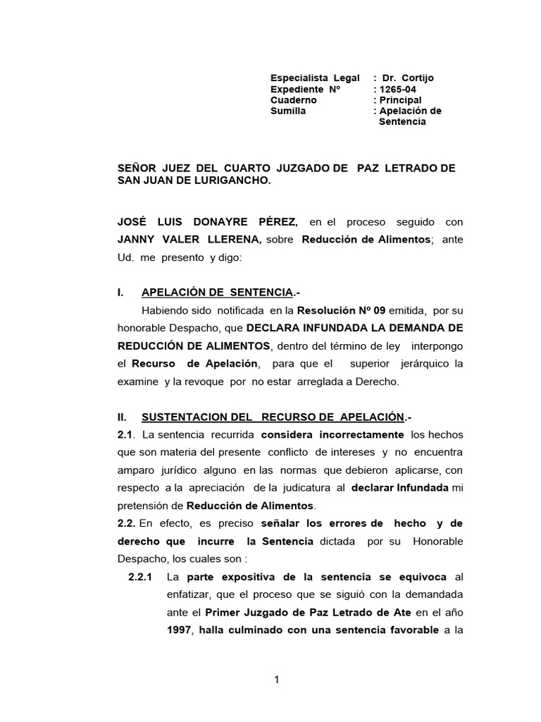 Apelacion Donayre | PDF | Apelación | Sentencia (ley)