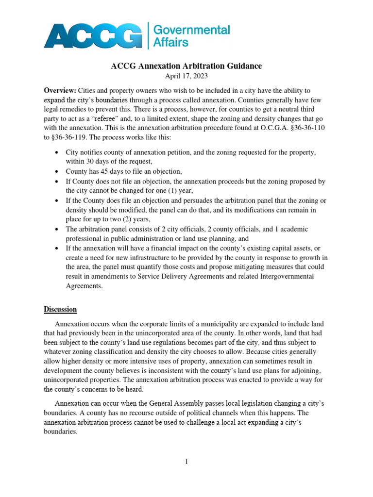 ACCG Annexation Explainer | PDF | Arbitration | Expert Witness