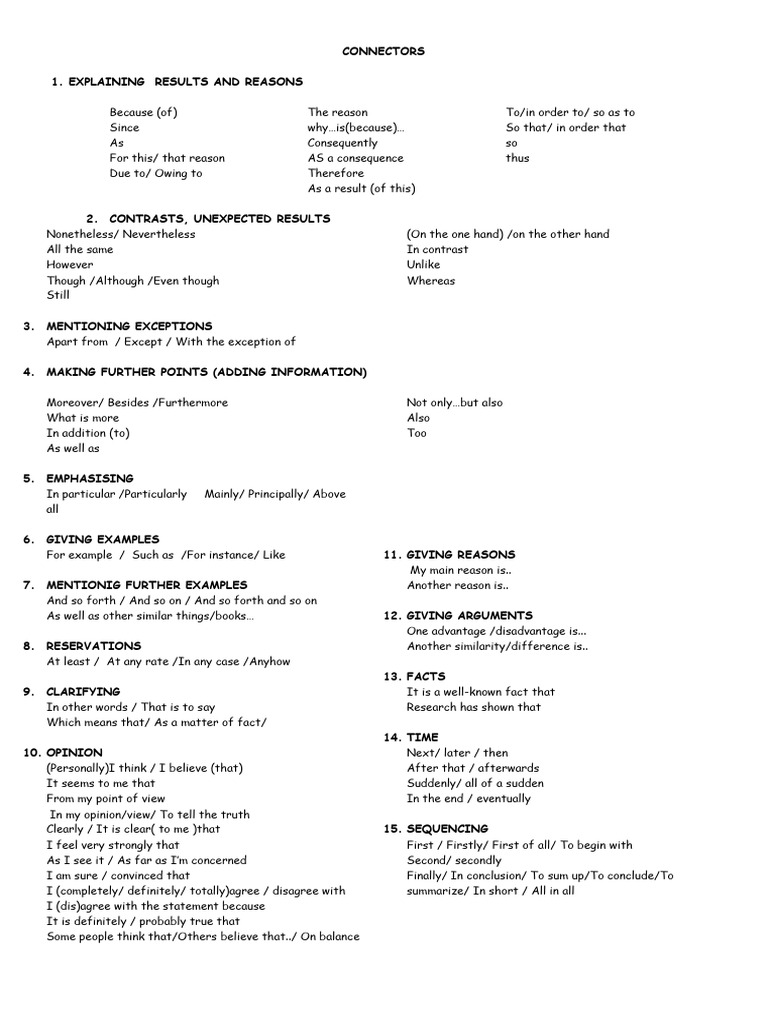 CONNECTORS | Download Free PDF | Reason
