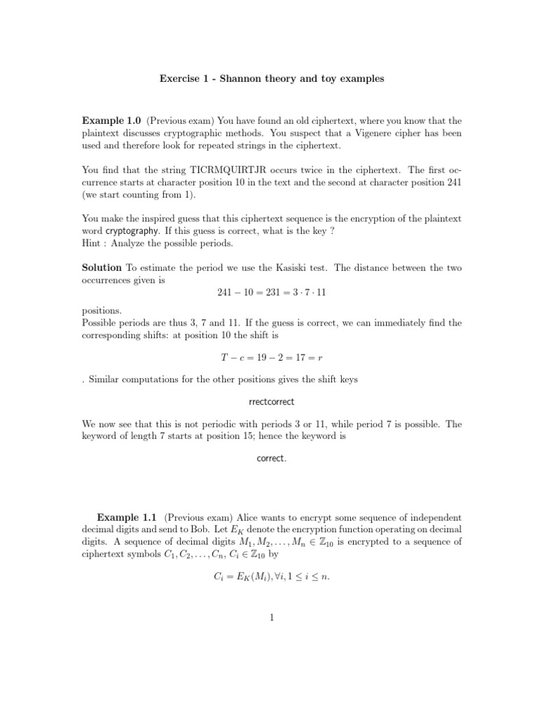 Cryptography Exercises and Solutions | PDF | Cryptography | Information Age